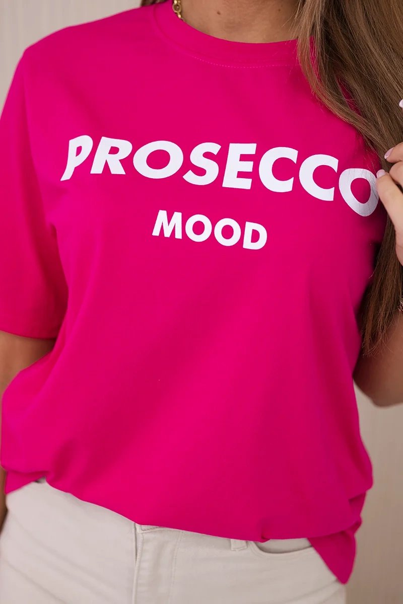 Bluzka bawełniana Prosecco Mood fuksja - Lejdi.pl