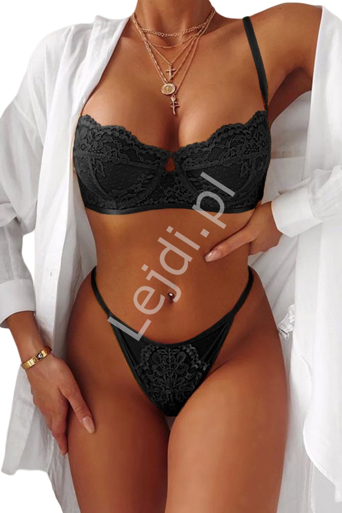 Komplet bielizny damskiej majtki i biustonosz, czarny 129